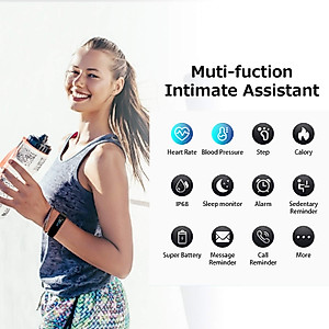 Fitness Tracker with Blood Pressure Heart Rate Sleep Monitor, Activity Tracker Smart Watch Health Tracker Pedometer Step Counter for iPhone & Android Phones for Kids Man Women (Black)