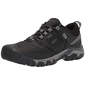 KEEN Men's Ridge Flex Low Height Waterproof Hiking Boots, Black/Magnet, 9