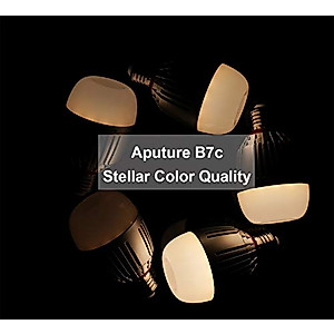 Aputure Accent B7C Smart Led Light Bulbs 7W RGBWW,TLCI 96+ CRI 95+ 2,000K-10,000K Adjustable 0-100% Stepless Dimming CCT/HSI/FX Mode App Control Built-in Battery/AC Power via E26/E27 Socket