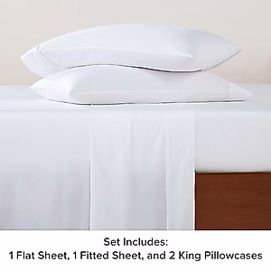 UGG 14180 Iona King 100% Cotton Bed Sheets and Pillowcases 4-Piece Set Matte Sateen Fabric Sleep in Luxury Machine Washable Resort Sheet Set, King, Ocean Bright White