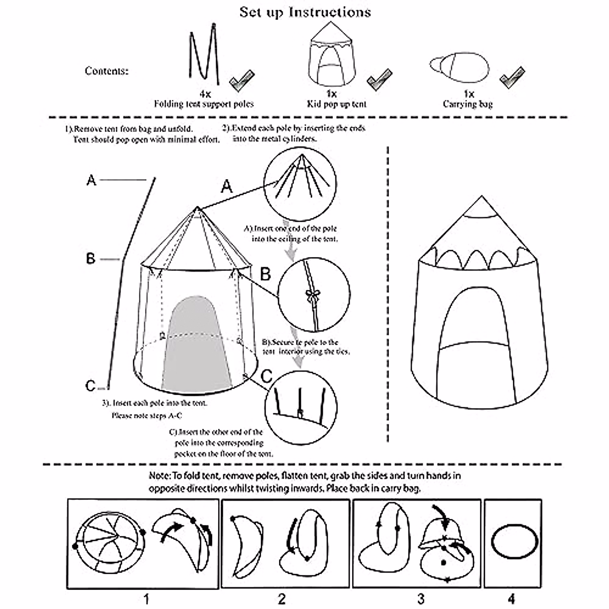 Kids Play Tent Children Pop Up Tent Portable Foldable Playhouse Pink Unicorn Indoor Outdoor Game Party Birthday Gifts for Boys Girls