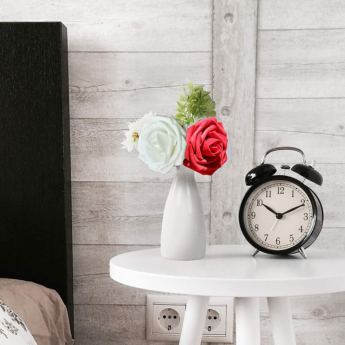 Artificial Flowers 50PCS Fake Foam Roses Faux Flower Real Looking Artificial Roses for Crafts Wedding Bouquets DIY Party Baby Shower Centerpieces Floral Arrangements Home Garden Decorations (Red)