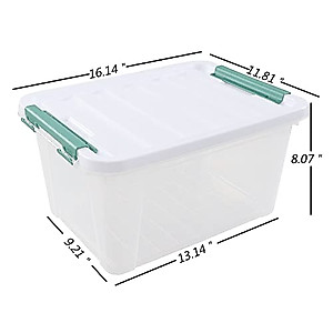 Neadas 20 Quart Plastic Storage Bins with Lid, Clear Storage Plastic Box, 4 Packs