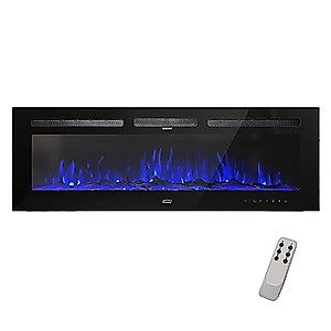 Clihome 50in Electric Fireplace Fire Places Electric Fireplace Inserts Electric Fireplace Heater Fireplace Decor Fireplace Heater with Timer, Remote Control, Adjustable Flame Color 750/1500W