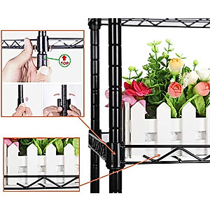 YOHKOH 5-Wire Shelving Metal Storage Rack Adjustable Shelves for Laundry Bathroom Kitchen Pantry Closet (16.6L x 11.8W x 48H, Black)