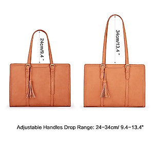 ECOSUSI Laptop Tote Bag for Women Fits Up to 15.6 Inch PU Leather Briefcase Office Handbags Large Capacity with 3 Divided Compartments