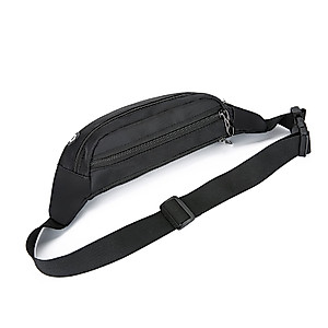 DAITET Fanny Pack Waist Pack Bag for Men, Women, Kids, Waist Bag Adjustable Belt, Waterproof Travel Bag, Running Bag (Glossy black)