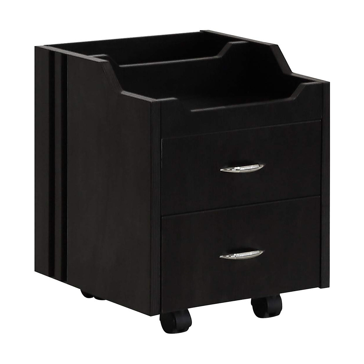 J & A Wood Top Pedicure Cart/Trolley with Two Full Functional Utility Drawers, Heavy Duty Swivel Casters with Lock, Sleek Modern Design, in Walnut, JA-JM-CART-Walnut