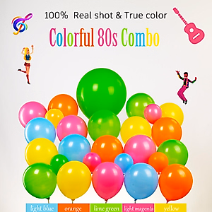 80S Music Themeballoon garland arch kit 150pcs hot pink blue green with guitar disco ball star mylar balloon for back to 80s 90s retro disco Birthday party graduation decorations