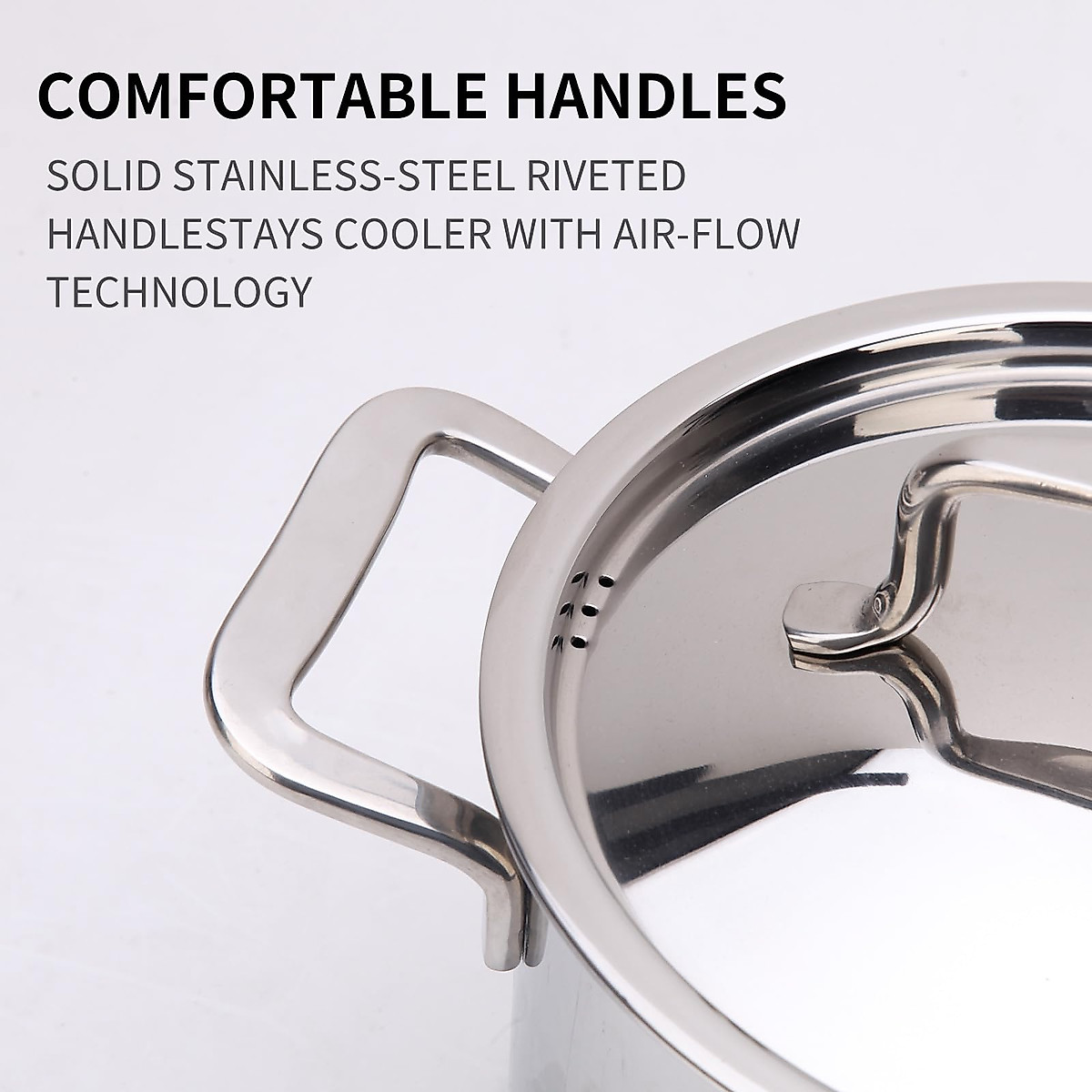 Stainless Steel Stockpot 8-Quart,Classic Deep Cooking Pot Canning Cookware with Stainless Steel Lid,3-Ply Cooking Stock Pot,Oven and Dishwasher Safe, Compatible with Induction, Ceramic, Gas Stove