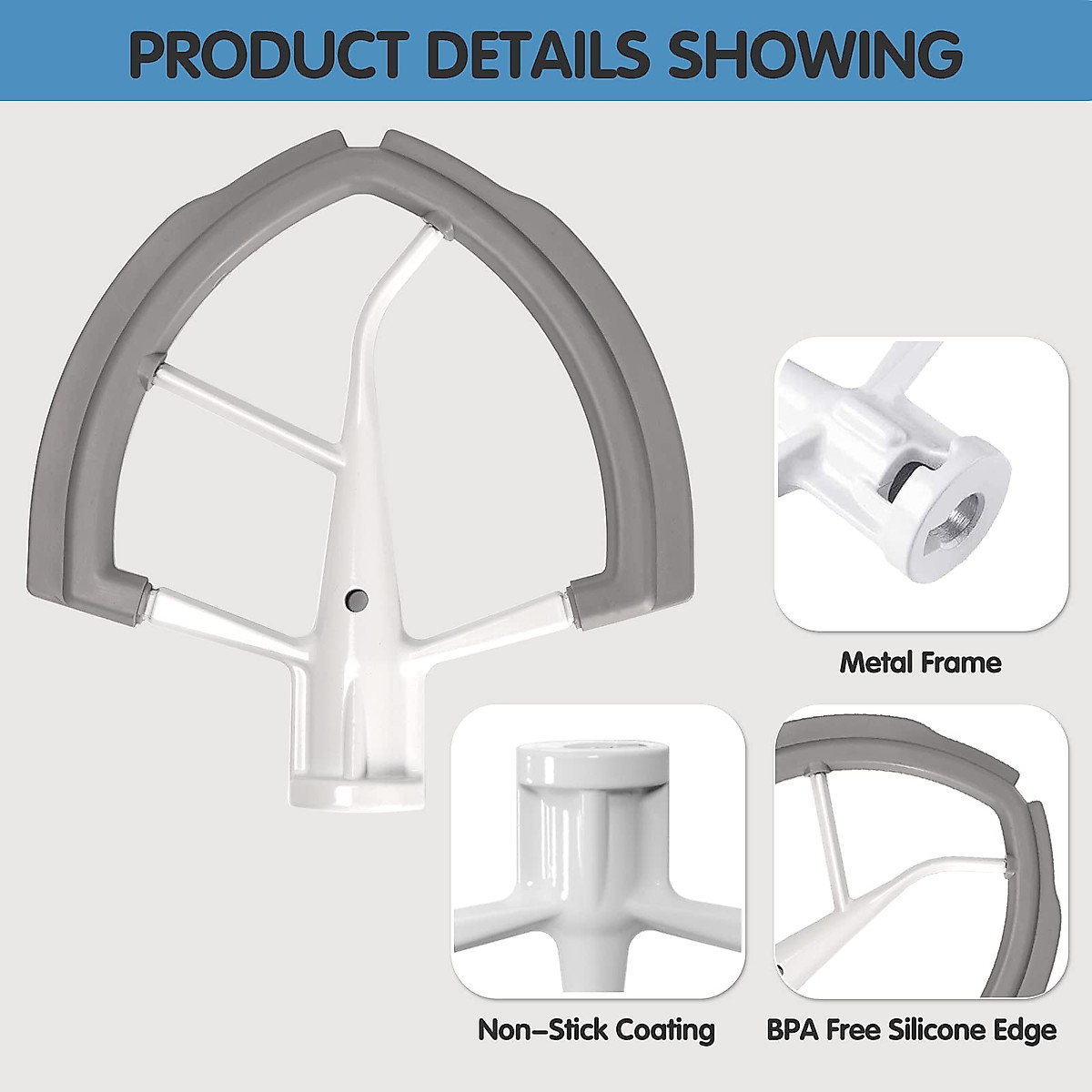 6 Quart Flex Edge Beater for Kitchenaid Bowl-Lift Stand Mixers, Kitchenaid Paddle Attachment with Both-Sides Flexible Silicone Edges Bowl Scraper, And Mixer Slider Mat for Kitchenaid 6 Qt Mixer