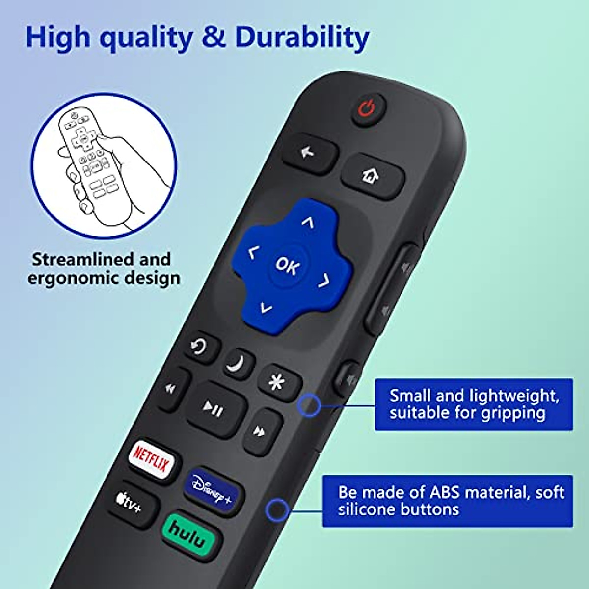 Swocny Universal Replacement Remote Compatible with Roku TV, for TCL/Hisense/Sharp/Philips/JVC/RCA/Magnavox/Sanyo/LG/Haier Roku TVs
