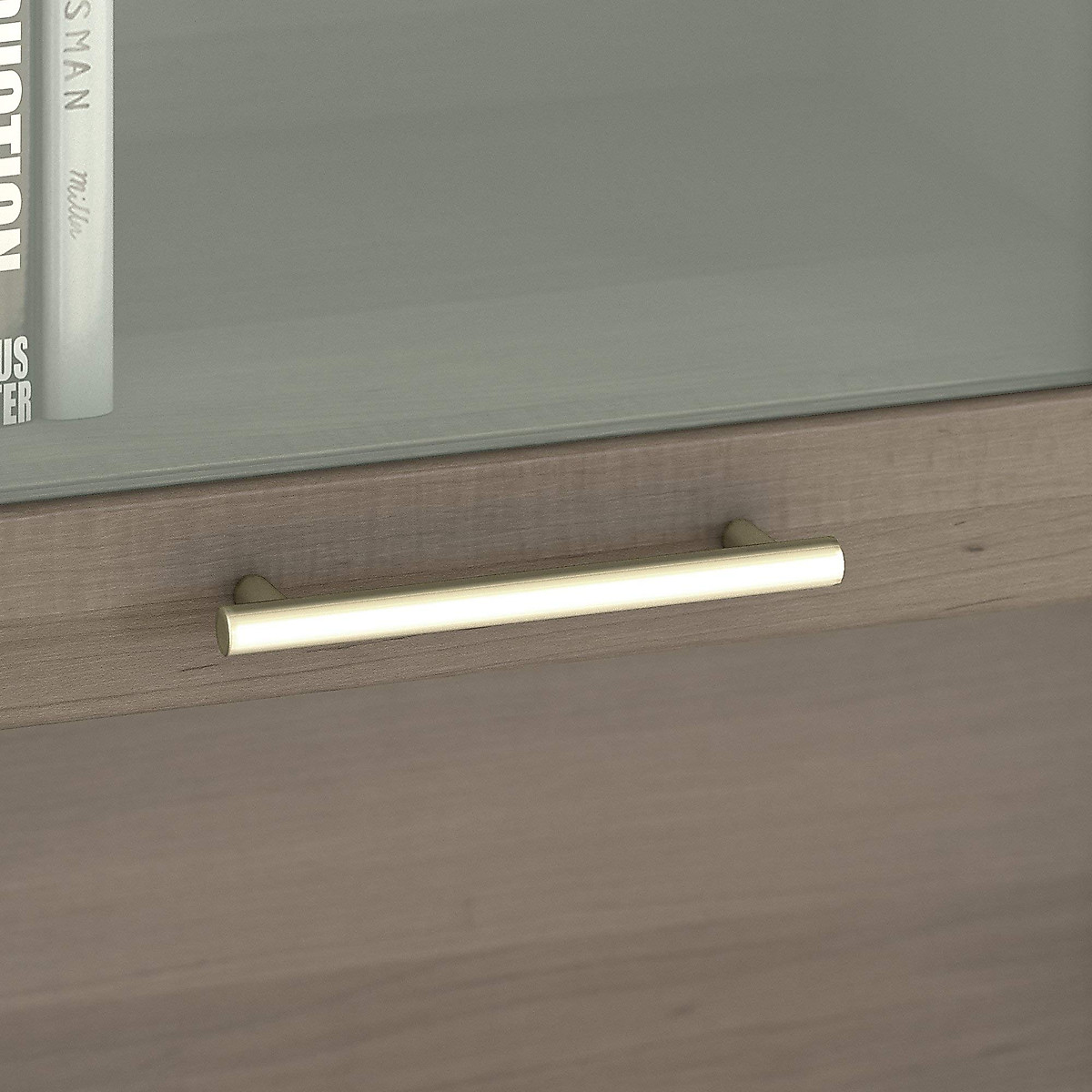 Bush Furniture Somerset 60W Desk Hutch in Ash Gray, Attachment with Shelves and Cabinets for Home Office