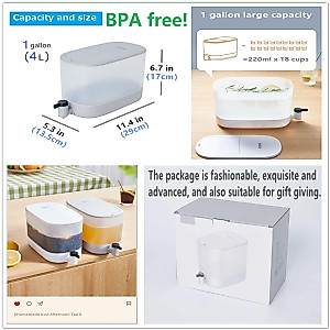 JADERY Plastic Drink Dispenser with Spigot, 1 Gallon Beverage Dispenser Cold Drink Container for Iced Tea