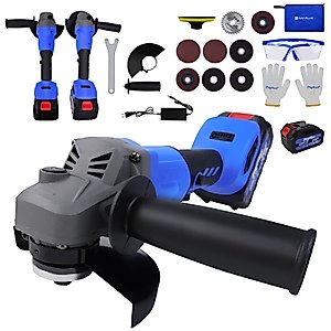 Cordless Angle Grinder, 21V Electric Angle Grinder Tool with 6.0Ah Battery and Charger, 10000RPM Brushless Motor Metal Grinder, 4-1/2 Inch Cutting Wheels, Cutting and Polishing