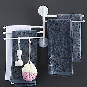 Towel Rack Bathroom Towel Rack Tower Rack Storage on Kitchen Wall with Metal Rod No Punching Installation (White 5 Layers)