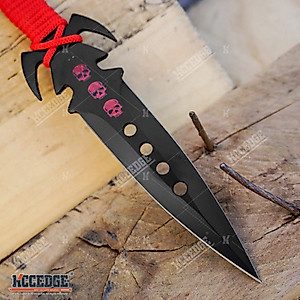 KCCEDGE BEST CUTLERY SOURCE Tactical Knife Survival Knife Hunting Knife 7.5" Skull Throwing Knives Set Fixed Blade Knife Razor Sharp Edge Camping Accessories Survival Kit Tactical Gear 74427 (Black)