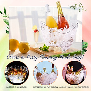 Barafat Ice Buckets for Parties (4L) & Ice Bucket Scoop & 24 Mimosa Glasses (5 Oz), Acrylic Champagne Bucket with Plastic Champagne Flutes, Clear Drinks Beverage Tub for Cocktail Bar