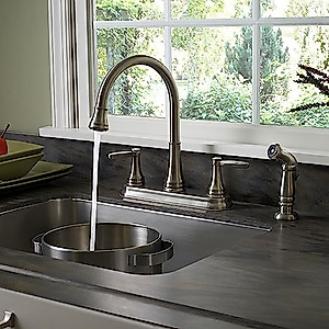 Pfister Glenfield Kitchen Faucet with Side Spray, 2-Handle, High Arc, Stainless Steel Finish, F0364GFS