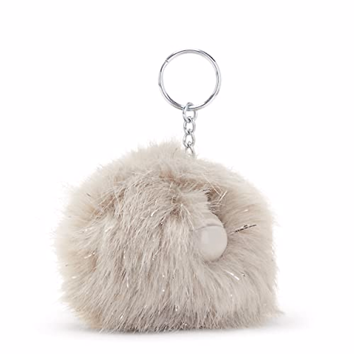 Kipling Womens Pompom Monkey Keychain, Grey Silver, 3.5 L x H 2 D US