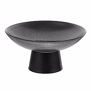 CALLARON Ceramic Fruit Bowl Vintage Ceramic Plates Footed Bowl Pasta Bowls Food Serving Dish Fruit Salad Dinner Plates Pasta Dessert Plates Serving Trays for Appetizer Sushi Fruit Black