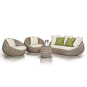 FZZDP Outdoor Rattan Sofa Bed and Breakfast Garden Rattan Chairs Coffee Table Balcony Leisure Outdoor Three-Piece Set
