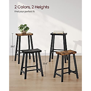VASAGLE Bar Stools Set of 2, Counter Height Stools, Bar Chairs with Footrest, 29.1 Inches Tall Kitchen Breakfast Stools, Industrial, Living Room Party Room, Rustic Brown ULBC094B01
