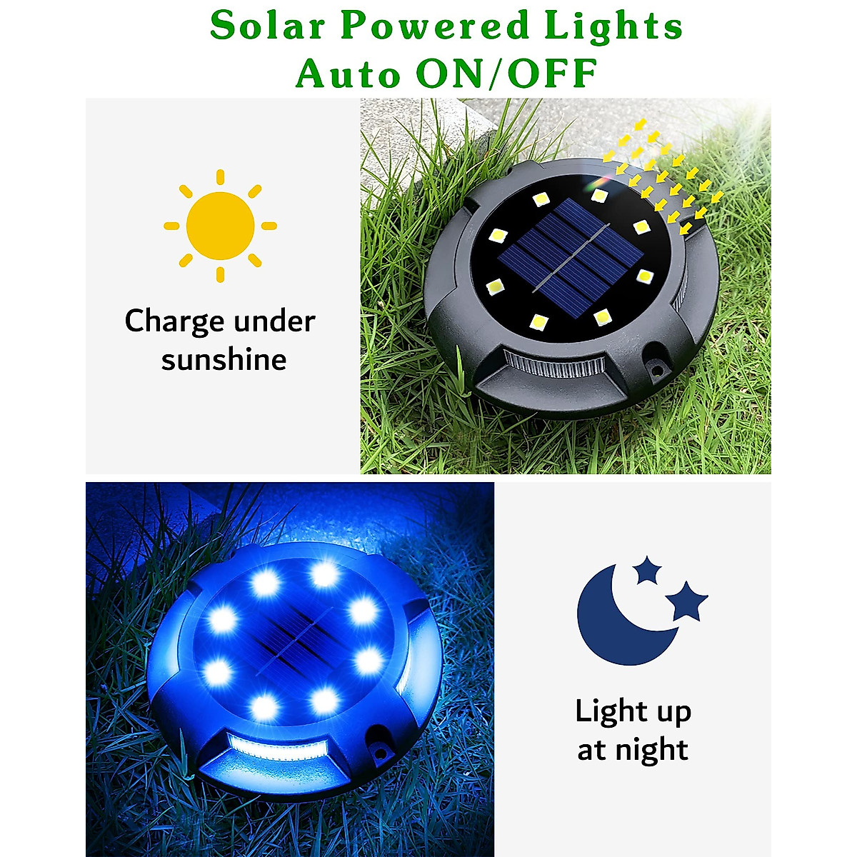 Biling Solar Pathway Lights Outdoor Uplight Sidelight, 12 Packs Blue Bright Solar Ground Lights Walkway Lights Waterproof Solar Deck Lights for Yard Walkway Garden Halloween Decorations