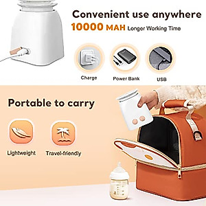 Bottle Warmer, Fast Heating Portable Bottle Warmer with 4 Adapters, Rechargeable Travel Bottle Warmer with Smart Temperature Control, Cordless Baby Bottle Warmer for Breastmilk or Formula