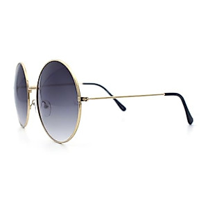Classic Oversize Joplin Style Hippie Round Circle Lens Sunglasses Gold Smoke