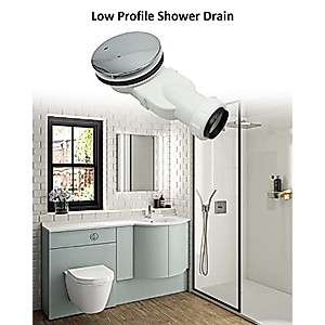 Low Profile Shower Drain Chrome Plated ABS Shower Tray Siphon Slim Drain 90mm 32 L/min Water Flow, Low Profile p Trap Side Drain