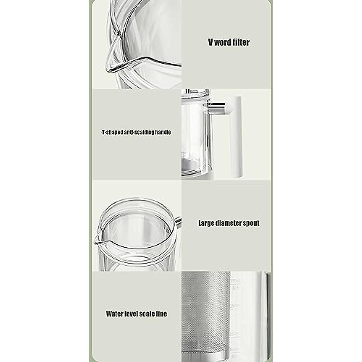 350Ml High Borosilicate Glass Health Pot Electric Kettle Flower Teapot Temperature Control ​Kettle Hot Tea Machines Appointment and Dry Boil Protection Household Multifunctional A,350Ml