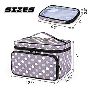 Luxja Sewing Accessories Organizer with 2 Detachable Clear Pockets, Sewing Supplies Organizer (Patent Design), Polka Dots