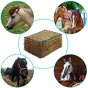 2 Pcs Square Bale Hay Net 5 mm Thick 47 x 20 x 20 Inch Black Large Bale Net Slow Feed Hay Bags Horse Feeding Supplies for Horses Mules Goat Cattle Stalls Barn Feed Decor (Square, 47 x 20 x 20 Inch)