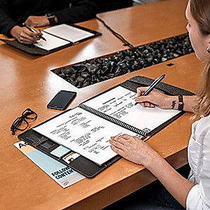 Rocketbook Smart Notebook Folio Cover - 100% Recyclable, Biodegradable Cover with Pen Holder, Magnetic Clasp & Inner Storage - Dark Matter Black, Executive Size (6" x 8.8")