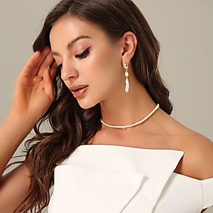 Baroque Keshi Pearls Stud Earring Natural Freshwater Pearls Dangle Earrings Gold Pearl Drop Earrings Jewelry S925 with 14K Gold Plated Modern Eardrop for Women