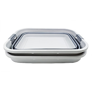 SAMMART 41L (10.8 gallon) Collapsible Plastic Laundry Basket - Foldable Pop Up Storage Container/Organizer - Space Saving Hamper/Basket, Water capacity: 32L(8.4 gallon) (Grey (Set of 2))