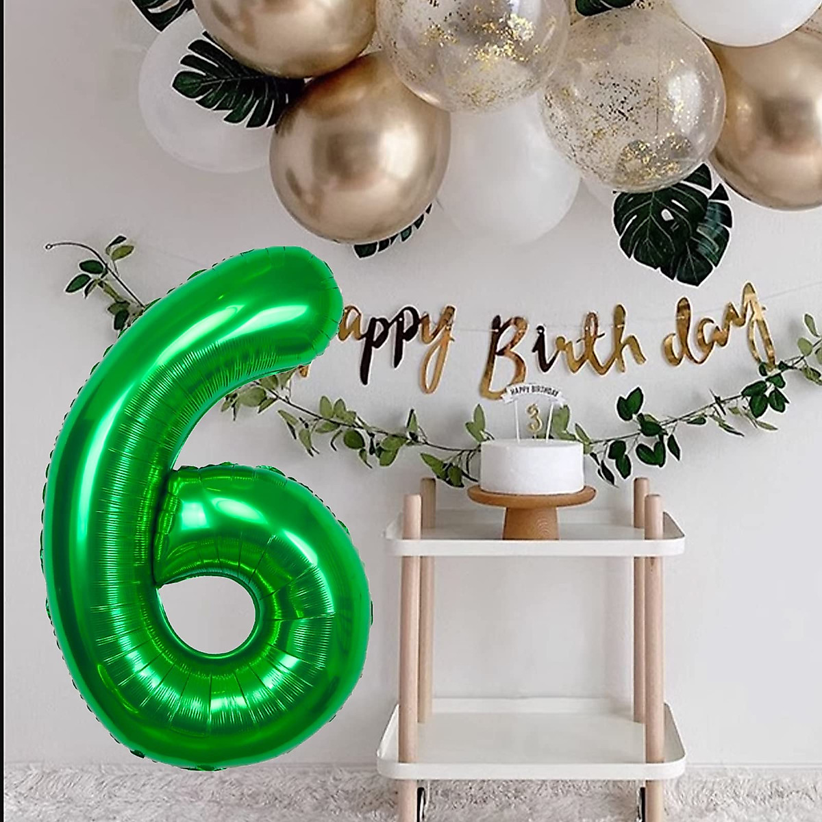 40 Inch Large Green Number 6 Balloon Extra Big Jumbo Mylar Foil Helium Balloons for 6 Year old Birthday Party Celebration Decors Graduations Wedding Anniversary Baby Shower Supply Engagement