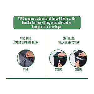 VENO 2 Pack Cooler Bag and Insulated Grocery Bags for Food Delivery, Collapsible Cooler. Reusable Shopping Bags for groceries with Hard Bottom, Zippered Top, Foldable, Heavy-Duty (Gray, 2 Pack)