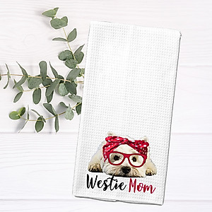 Westie Mom West Highland Terrier Microfiber Kitchen Tea Bar Towel Gift for Animal Dog Lover
