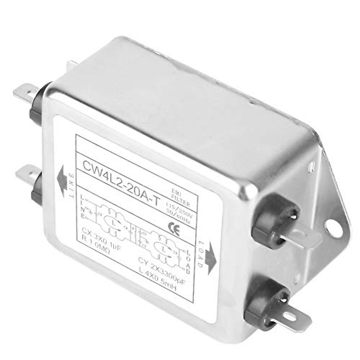 Power EMI Filter 115V/250V 20A 50/60Hz Noise Suppressor AC Power Line EMI Filter Terminal CW4L2-20A-T