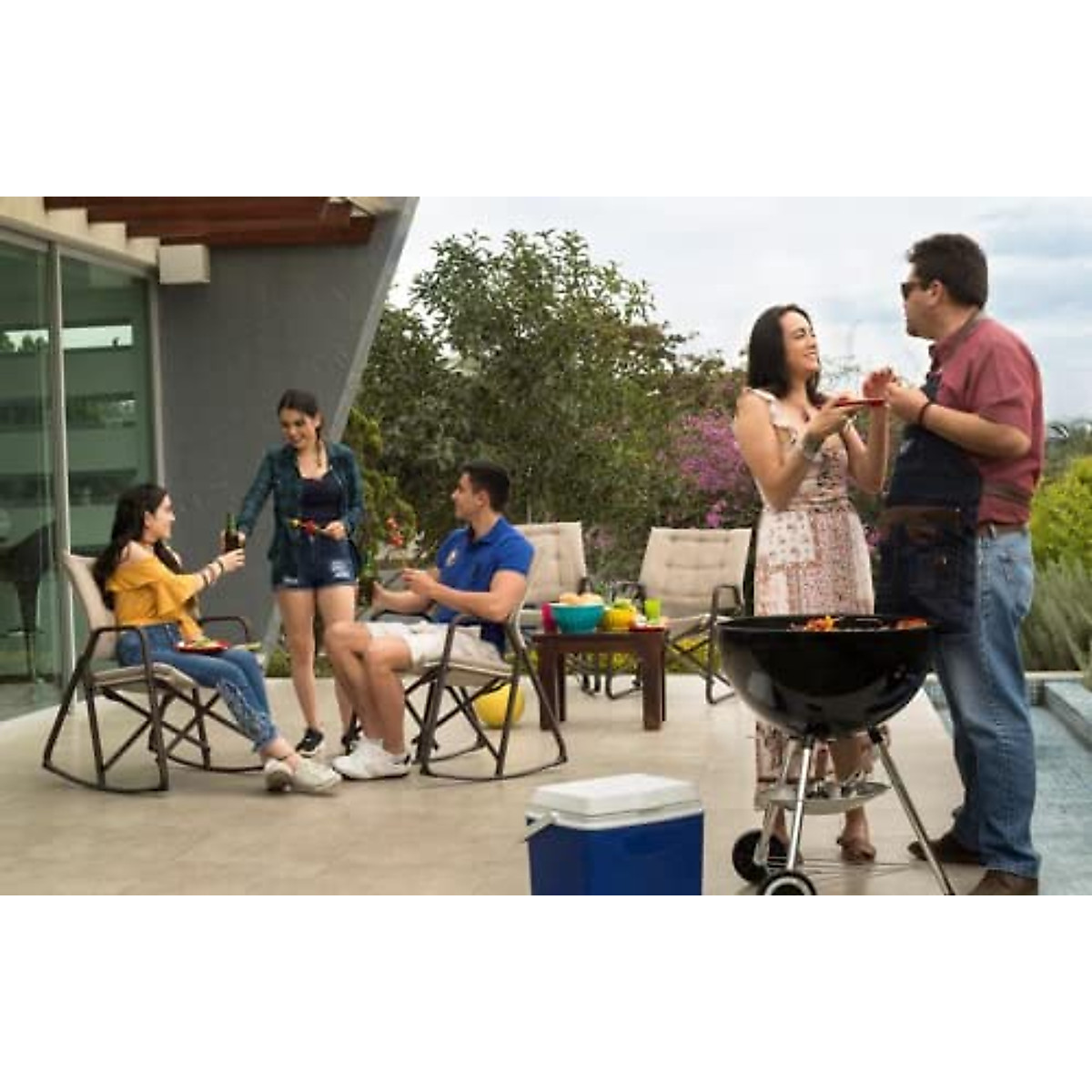 STRONGBACK Outdoor Patio Rocker, Portable Folding Rocking Chair with Lumbar Support, Great Outdoor Chair for Patio Furniture, Balcony, Camping, and Lawn, Single