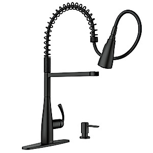 Moen Essie Matte Black One-Handle High Arc Pulldown Kitchen Faucet, 87814BL