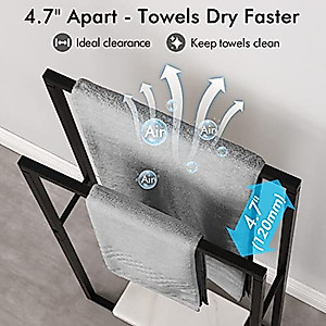 KES Standing Towel Rack with Heavy Marble Base, 38" H Towel Racks for Bathroom 2-Tier, Blanket Rack for Bathroom Floor, Matte Black, BTH501-BK