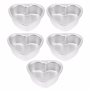 CALLARON 5pcs Aluminum Foil Cake Pan Aluminum Foil Pans Heart Shape Cake Pan for Storing, Baking, Meal Prep & Reheating | Freezer & Oven Safe, Recyclable