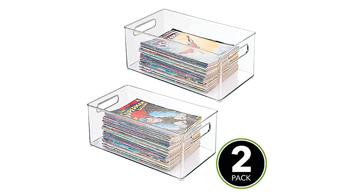 mDesign Clear Storage Organizer Bins for Gaming Supplies