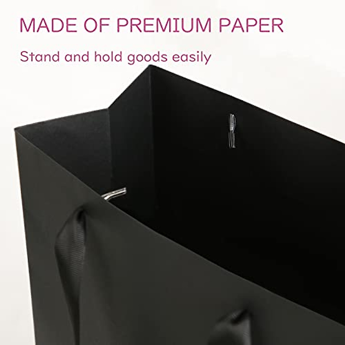 JINMING 12 Large Gift Bags 10x4.5x11 Inches, Matte Black Gift Bags, Premium Gift Bags with Handles for All Occasions