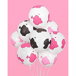 xo, Fetti Pink and Black Cow Print Latex Balloons - 25 pk, 12" | Bachelorette Party Decorations, Last Rodeo, Bridal Shower, Brides Last Ride Theme, Western Party, Pink Baby Shower, Cowgirl Birthday