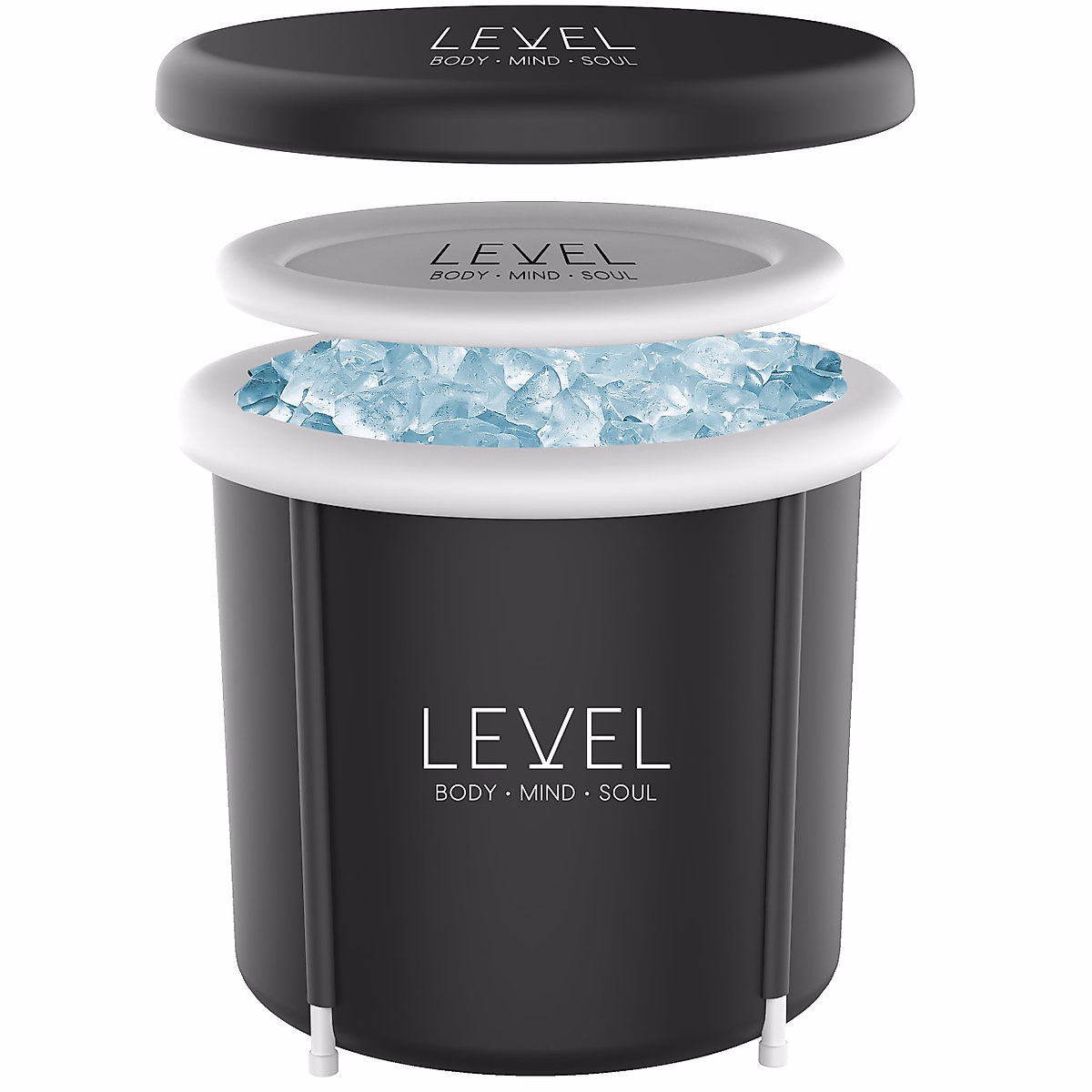 Level Body Mind Soul - Portable Ice Bath with Cover included - Ice Bath for athletes, post-workout recovery Cold Therapy - Can help improve Sleep and your general Wellbeing - 29x29 Inches