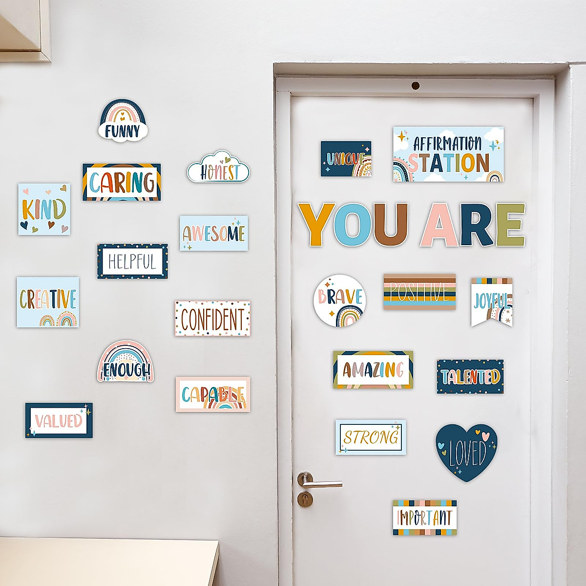 Boho Affirmation Station Bulletin Board Set Rainbow Bulletin Board for ...